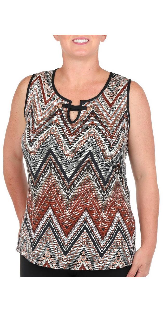Womens Plus Sleeveless Chevron Print Tank Multi Burkes Outlet